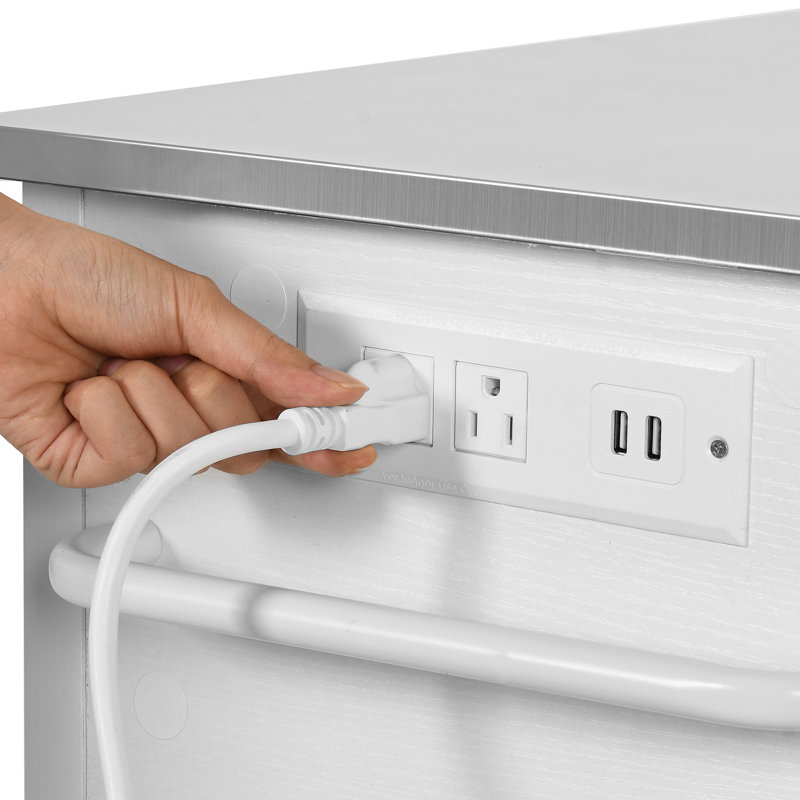 Gracie Oaks Rolling Portable Mobile Kitchen Island Cart On Wheels With Stainless Steel Metal Top ...